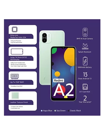 Redmi A2 Plus Aqua Blue 4GB|128GB - Happi Mobiles